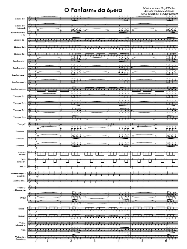 O Fantasma da Ópera: Partitura Completa | PDF | Saxophone | Musicology