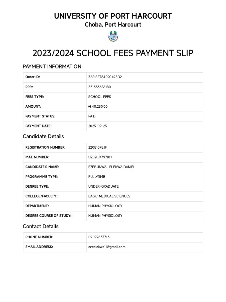 School Fees Receipt | PDF