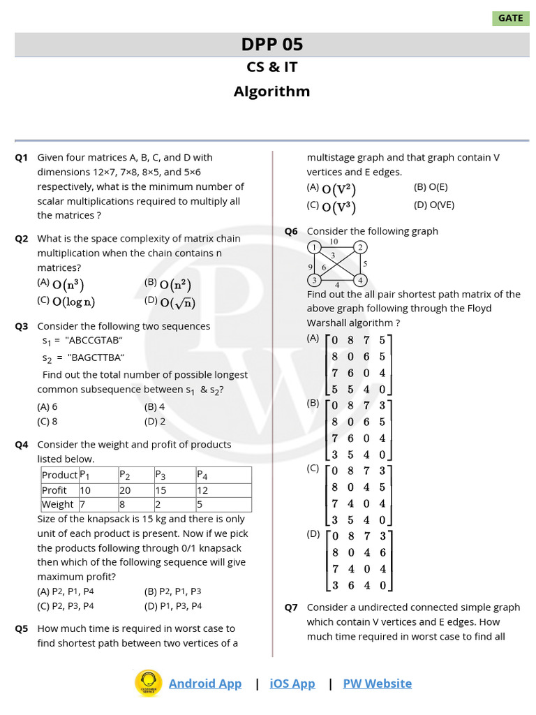 Algorithms DPP 05 | PDF | Computational Problems | Applied Mathematics