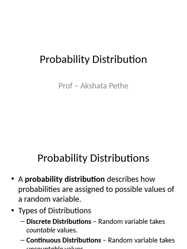 Unit 4 - Probability Distribution | PDF | Probability Distribution ...