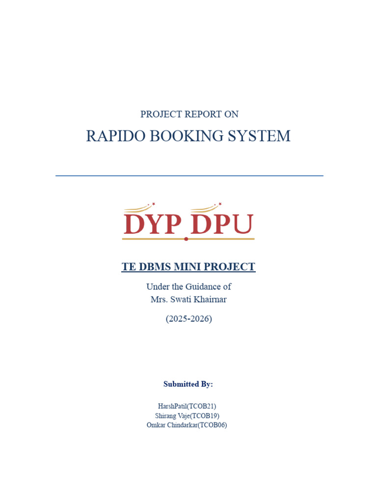 Cab Booking System Project Report | PDF | Databases | Relational Database