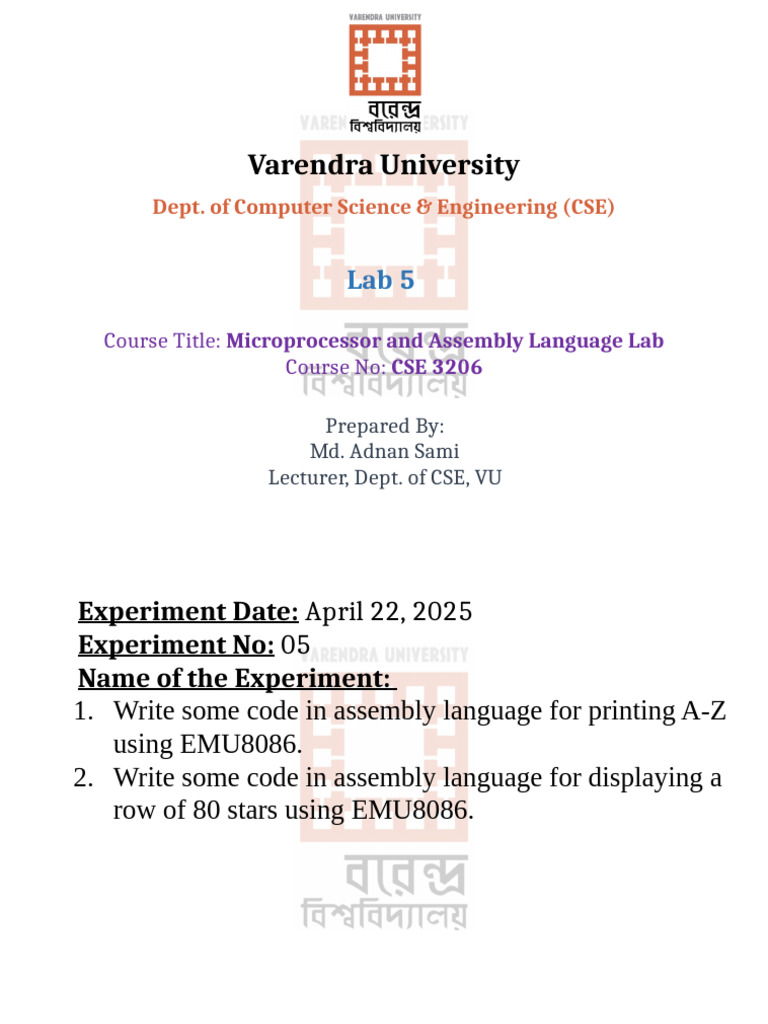 Assembly Language Lab Exercises | PDF