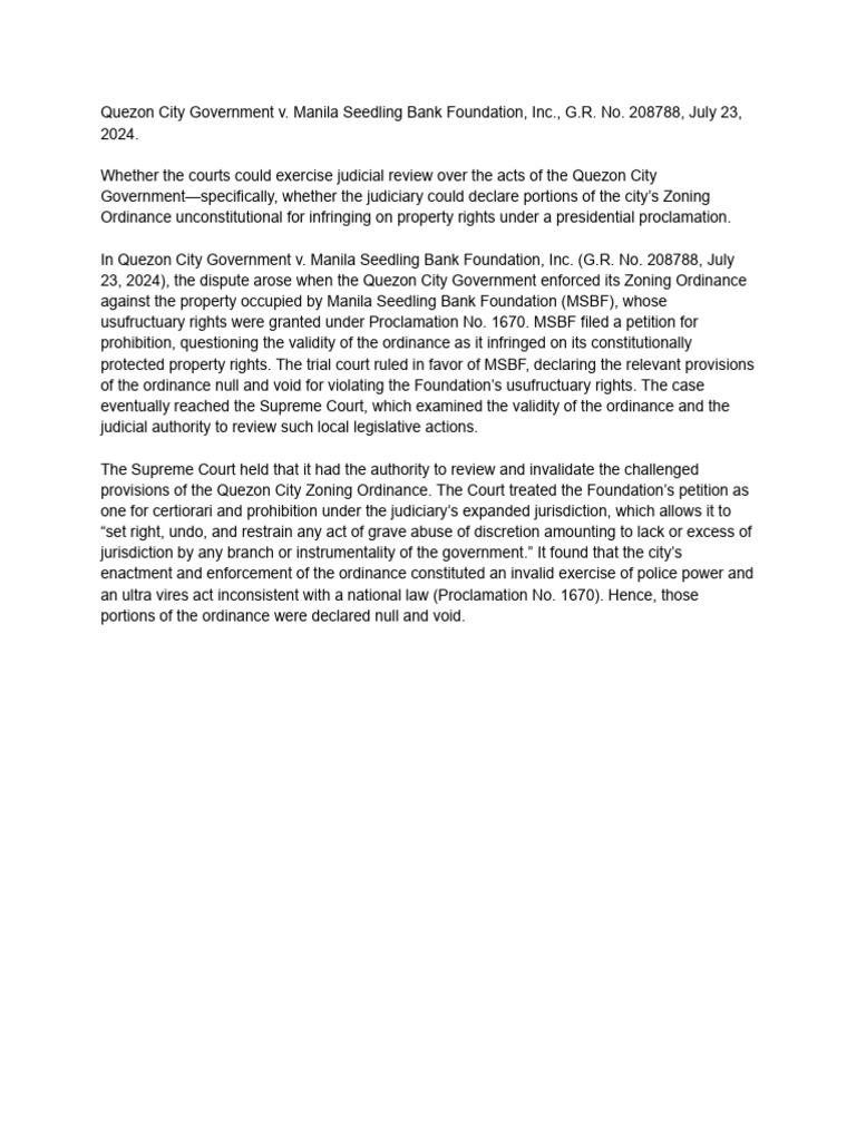 Quezon City Zoning Ordinance Ruling | PDF