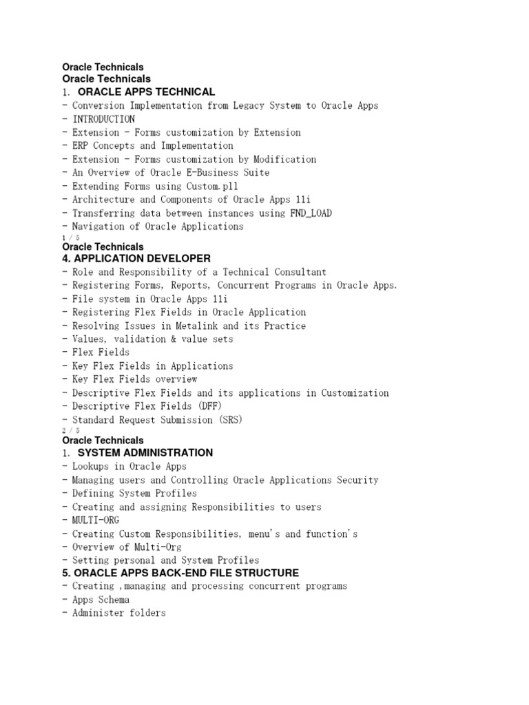 Oracle Technicals Course Details | PDF