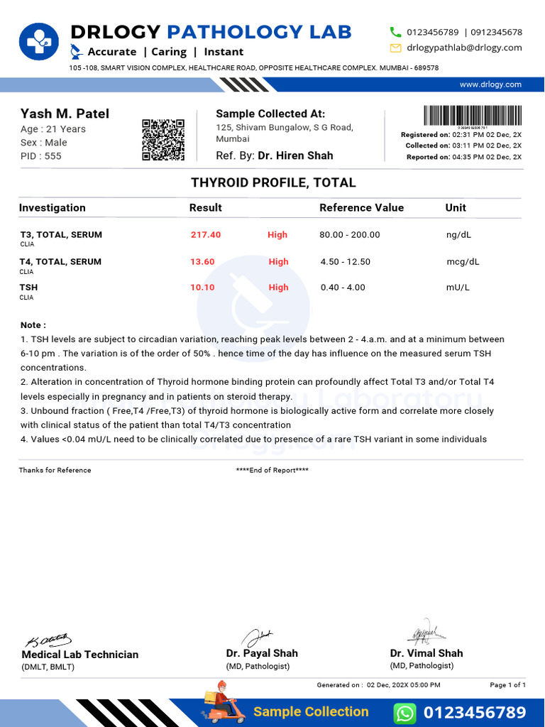 THYROID PROFILE Test Report THYROID PROFILE Test Report Format Example ...