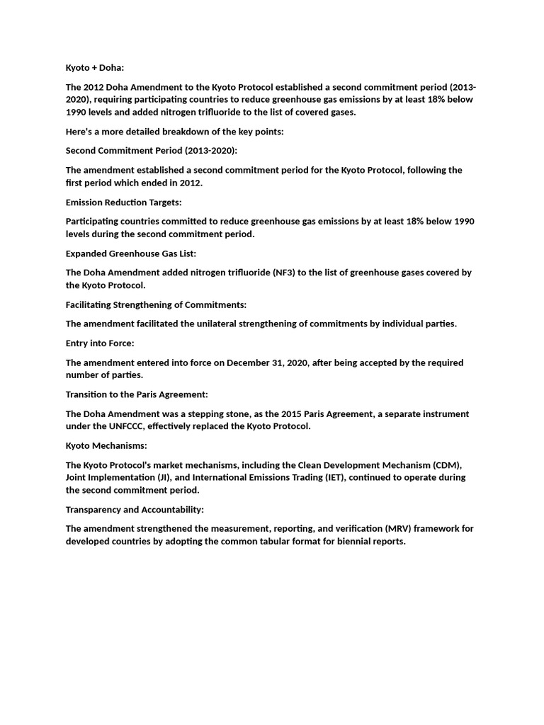 Doha Amendment to Kyoto Protocol Overview | PDF | Kyoto Protocol ...