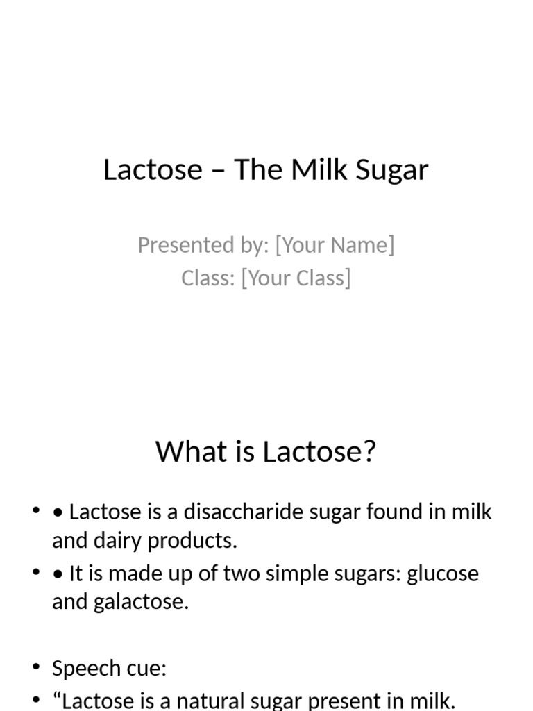 Understanding Lactose: Milk Sugar Insights | PDF