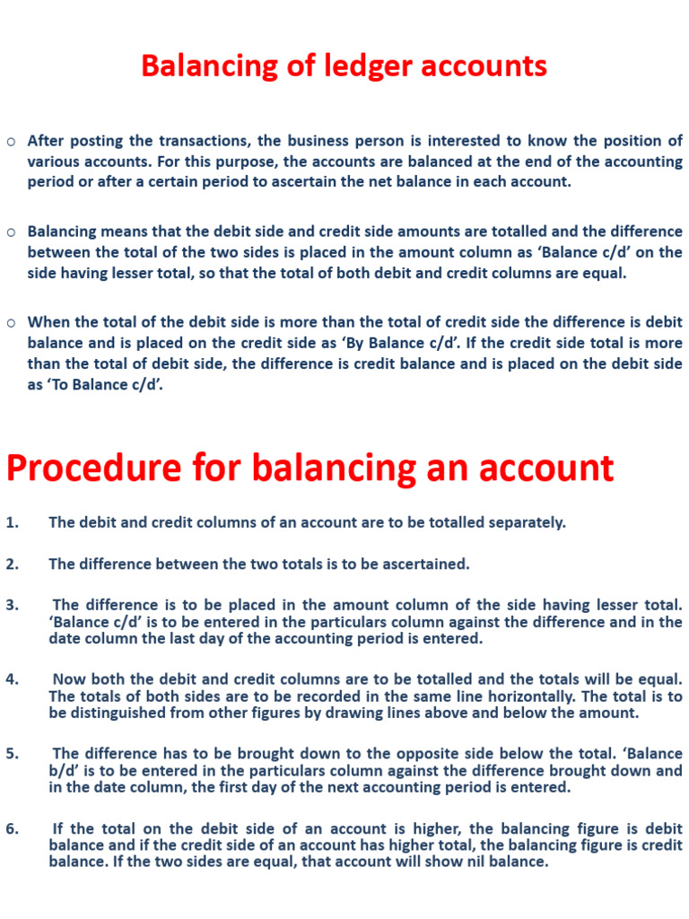 Balancing Ledger Accounts Explained | PDF | Debits And Credits ...