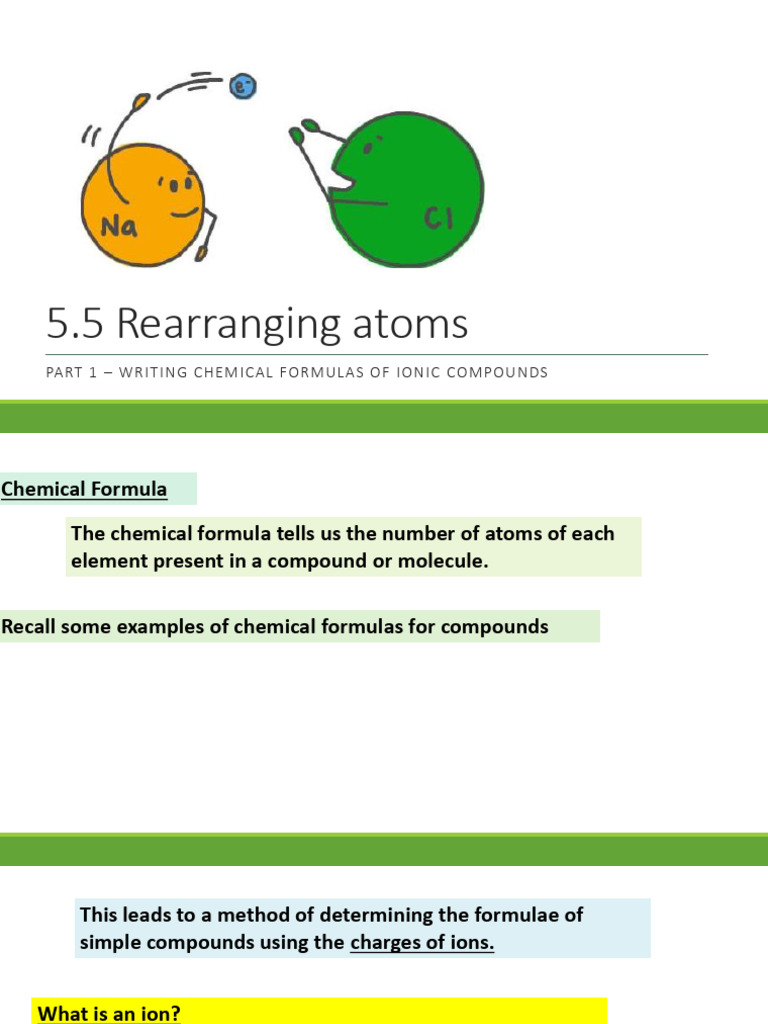 5.5 Rearranging Atoms - Part 1-Writing Chemical Formulas | PDF | Ion ...