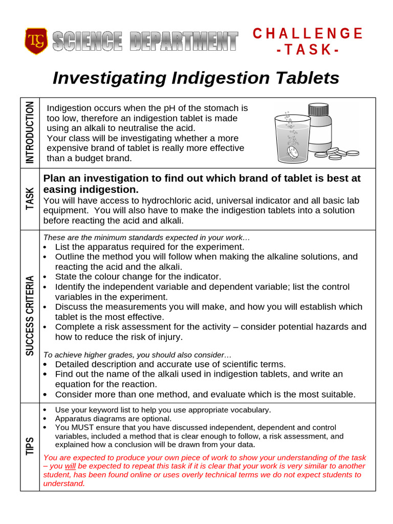 Indigestion Tablet Effectiveness Study | PDF | Risk | Experiment