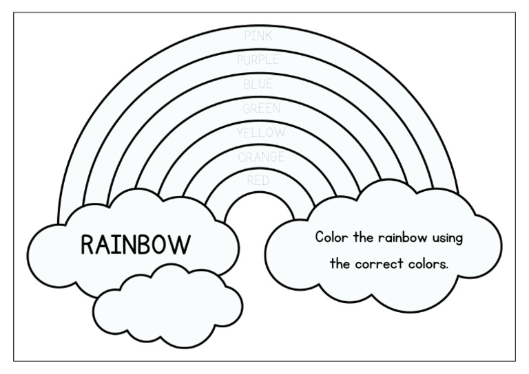 Rainbow Coloring Worksheet in Grayscale Lined Illustrative Style | PDF