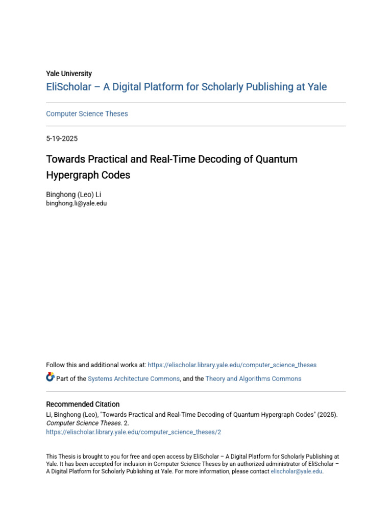 Towards Practical and Real-Time Decoding of Quantum Hypergraph Co | PDF ...