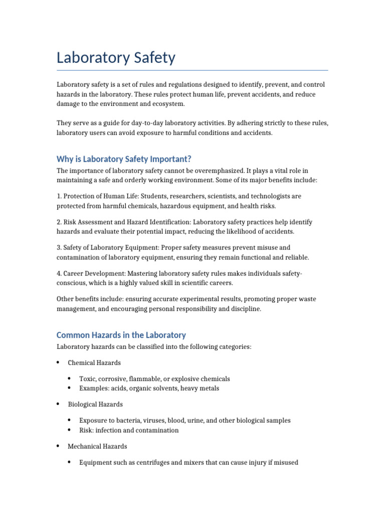 Essential Laboratory Safety Guidelines | PDF | Hazards | Laboratories