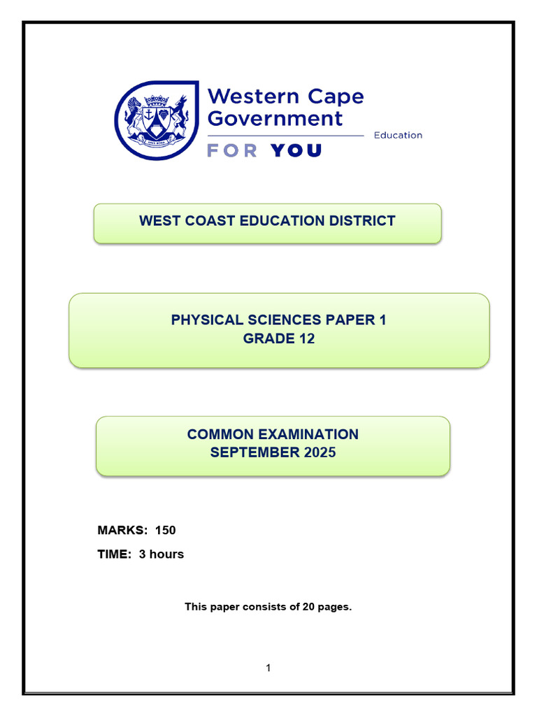 PHSC 12-1 Term 3 of 2025 (Paper) West Coast | PDF