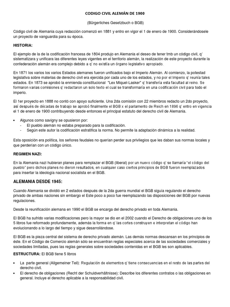 Codigo Civil Alemán de 1900 | PDF | Derecho civil (sistema legal) | Virtud