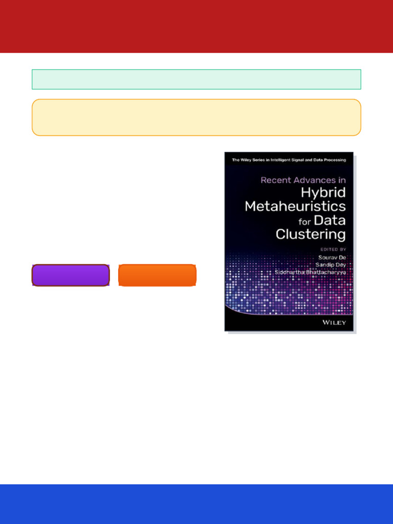 Recent Advances in Hybrid Metaheuristics for Data Clustering 1. Edition ...