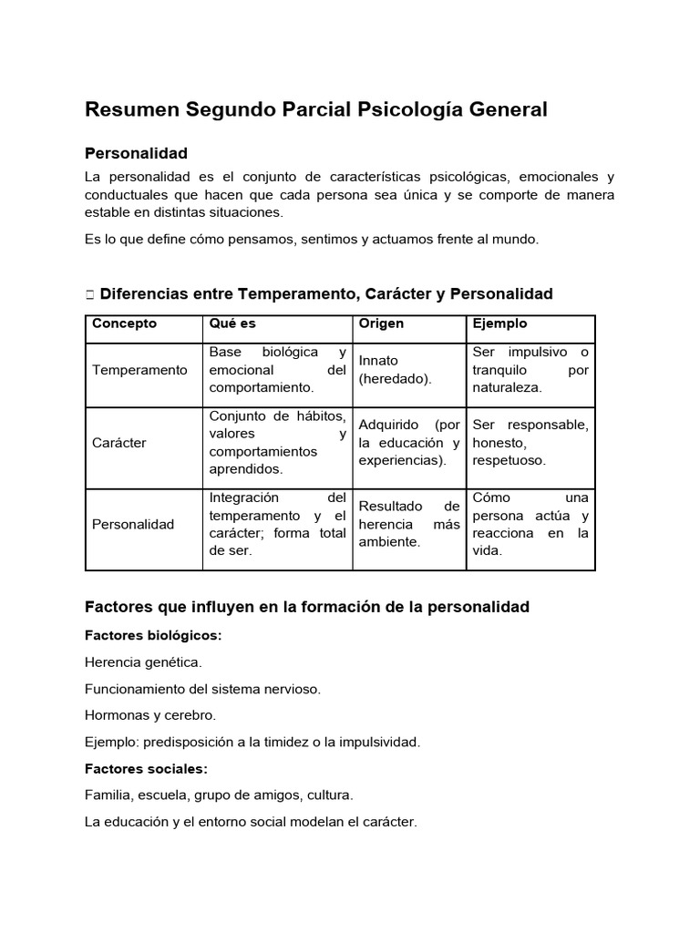 Resumen de Personalidad en Psicología | PDF | Ansiedad | Desorden ...