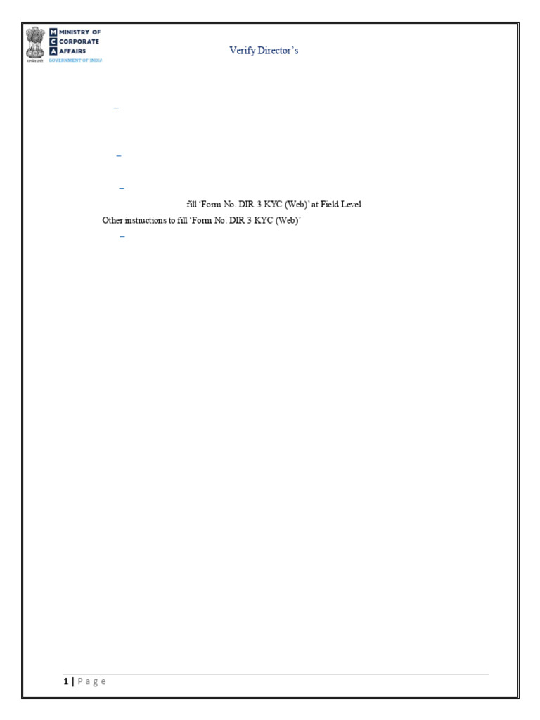 DIR-3 KYC Webform Instruction Guide | PDF | Verification And Validation ...
