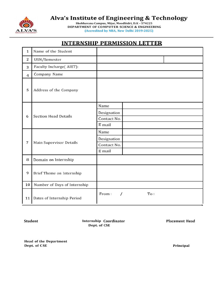 CSE Internship Form | PDF