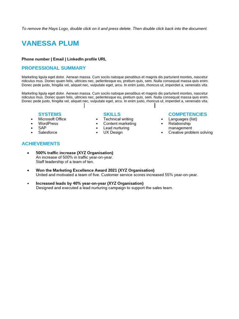 Candidates_Career_Advice_Resume_Template_US_CA | PDF | Promotion And ...