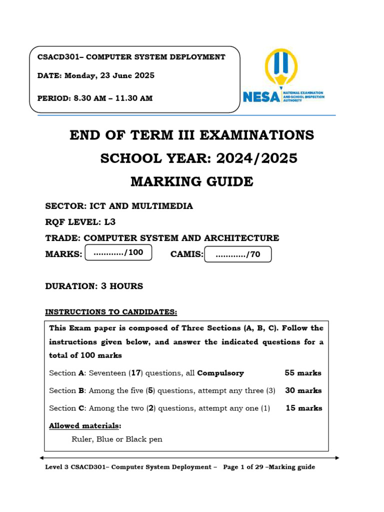 Level 3 Computer System Deployment Exam Guide | PDF | Operating System ...