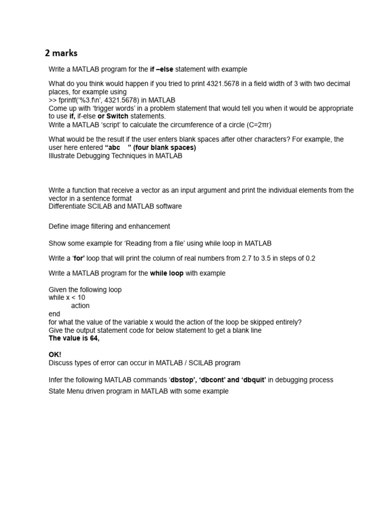 qb cia2 | PDF | Matlab | Computer Programming