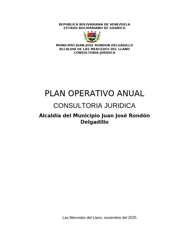 Plan Operativo Anual 2026 Alcaldía Guárico | PDF | Presupuesto ...