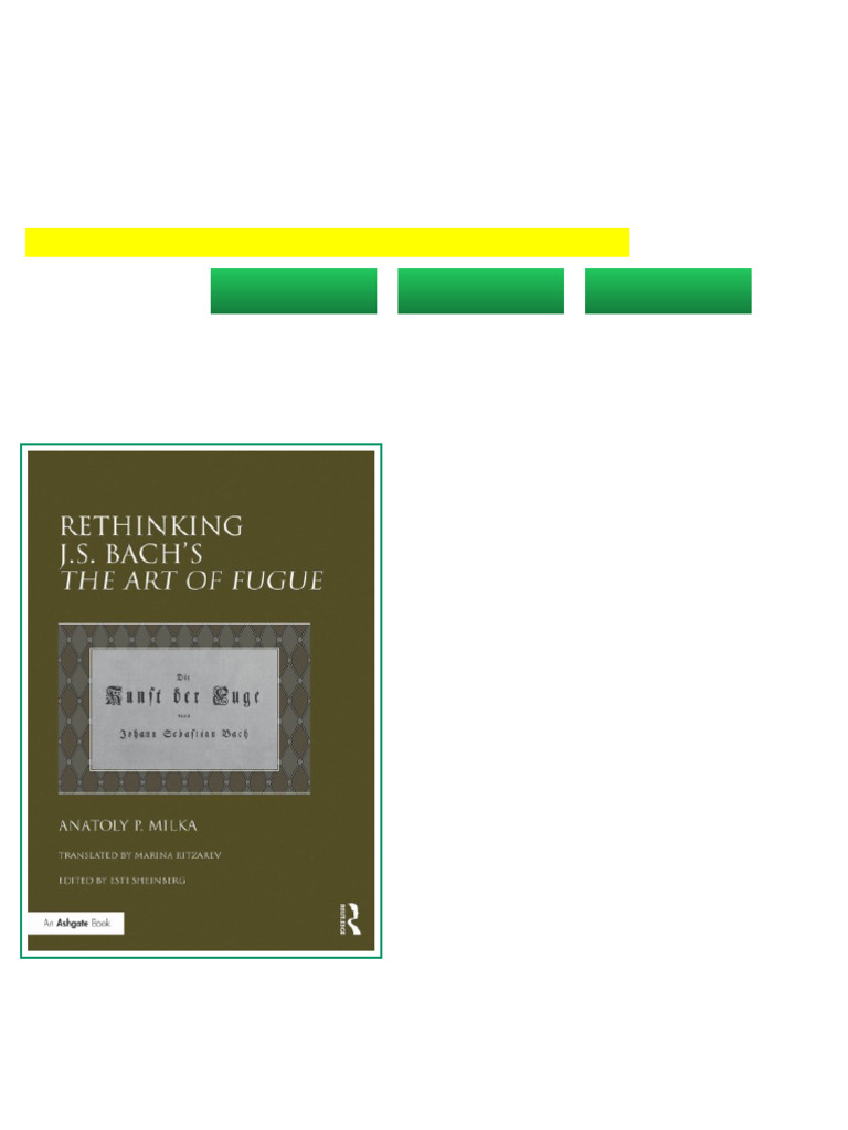 (Ebook) Rethinking J.S. Bach’s The Art of Fugue by Anatoly P. Milka ...