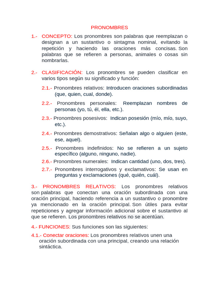 Pronombres Relativos | PDF | Pronombre | Oración (Lingüística)