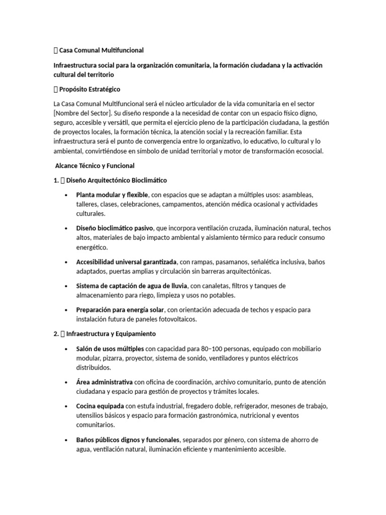 Casa Comunal Multifuncional: Espacio de Unidad | PDF | Edificio verde
