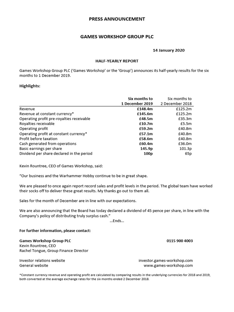 2019 20 Half Year Report | PDF | International Financial Reporting ...