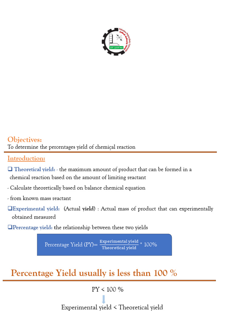 Percent Yield | PDF | Chemical Reactions | Applied And ...