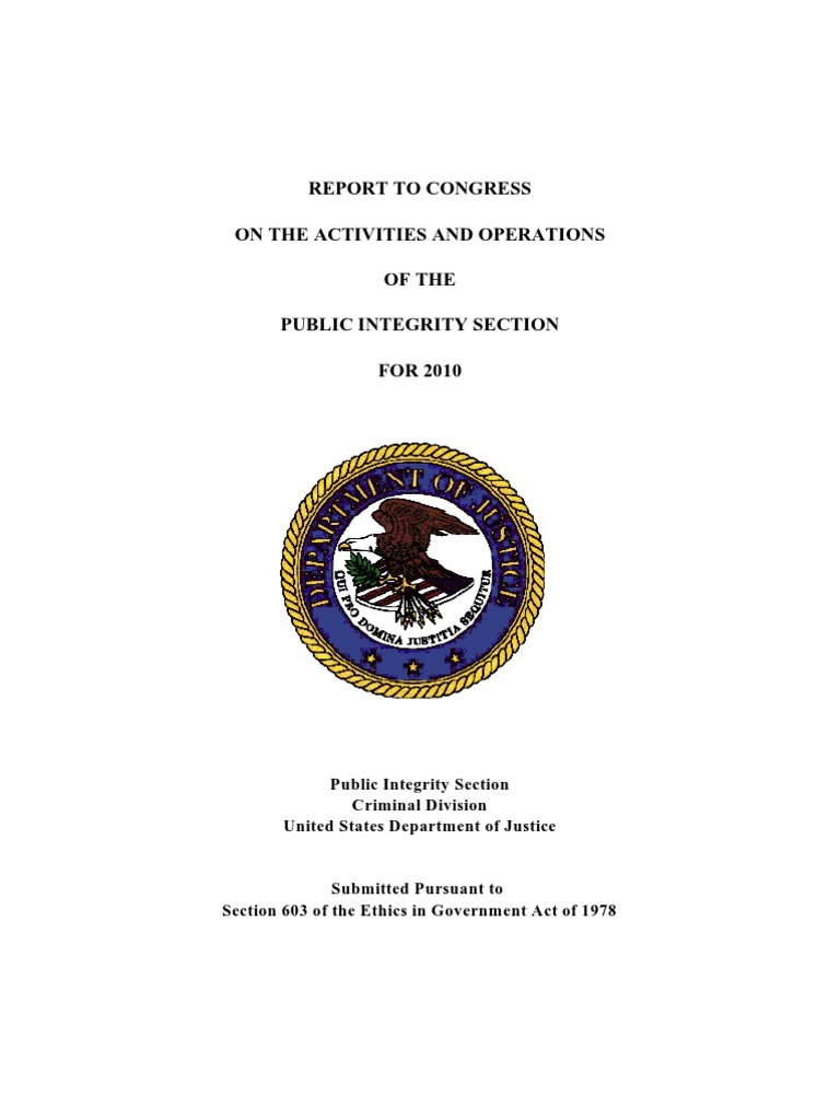 USDOJ Report To Congress On The Activities and Operations of The Public ...