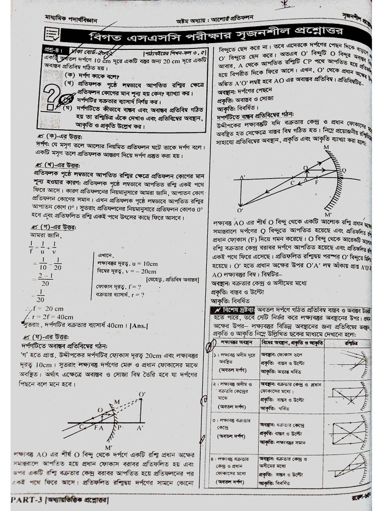 Class 9-10 আলোর প্রতিফলন (Board question).pdf | PDF
