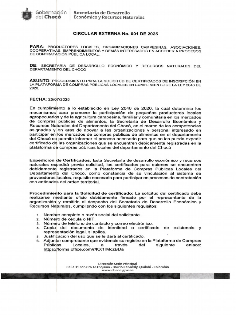 83524 Circular Interna Numero 001 de 2025 | PDF