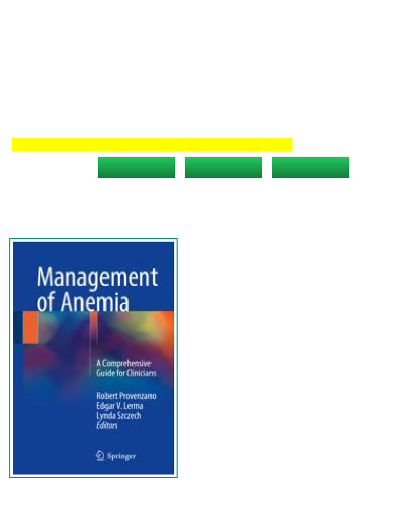 (Ebook) Management of Anemia: A Comprehensive Guide for Clinicians by Robert Provenzano, Edgar V ...