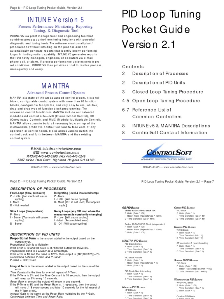 PID Loop Tuning Guide Control Soft DS405v21 020405 | PDF | Control Theory | Systems Theory