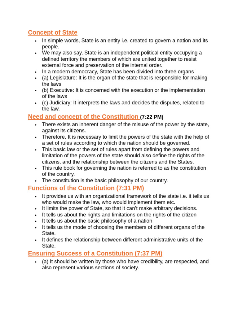 Understanding the Concept of State and Constitution | PDF ...
