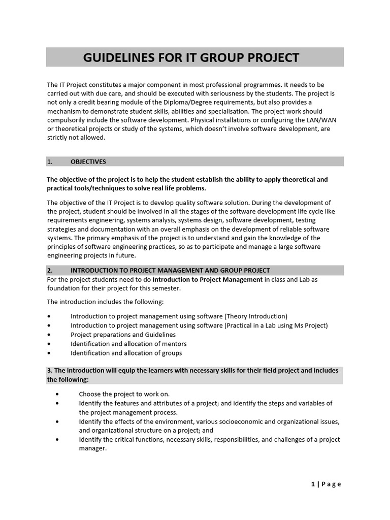 IT Group Project Guidelines and Objectives | PDF | Computer Engineering ...