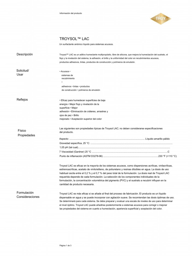 Troysol LAC Pds | PDF