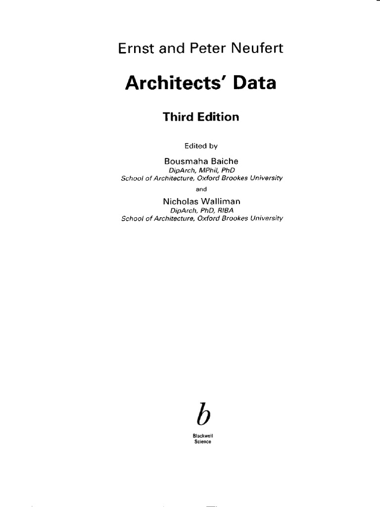 Architectural Standard ErnstPeter Neufert - Architects - Data | PDF