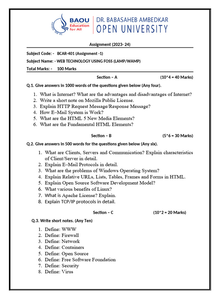 BCAR-401 Assignment-1, 2 (New Format) | PDF | Computer Network | World Wide Web