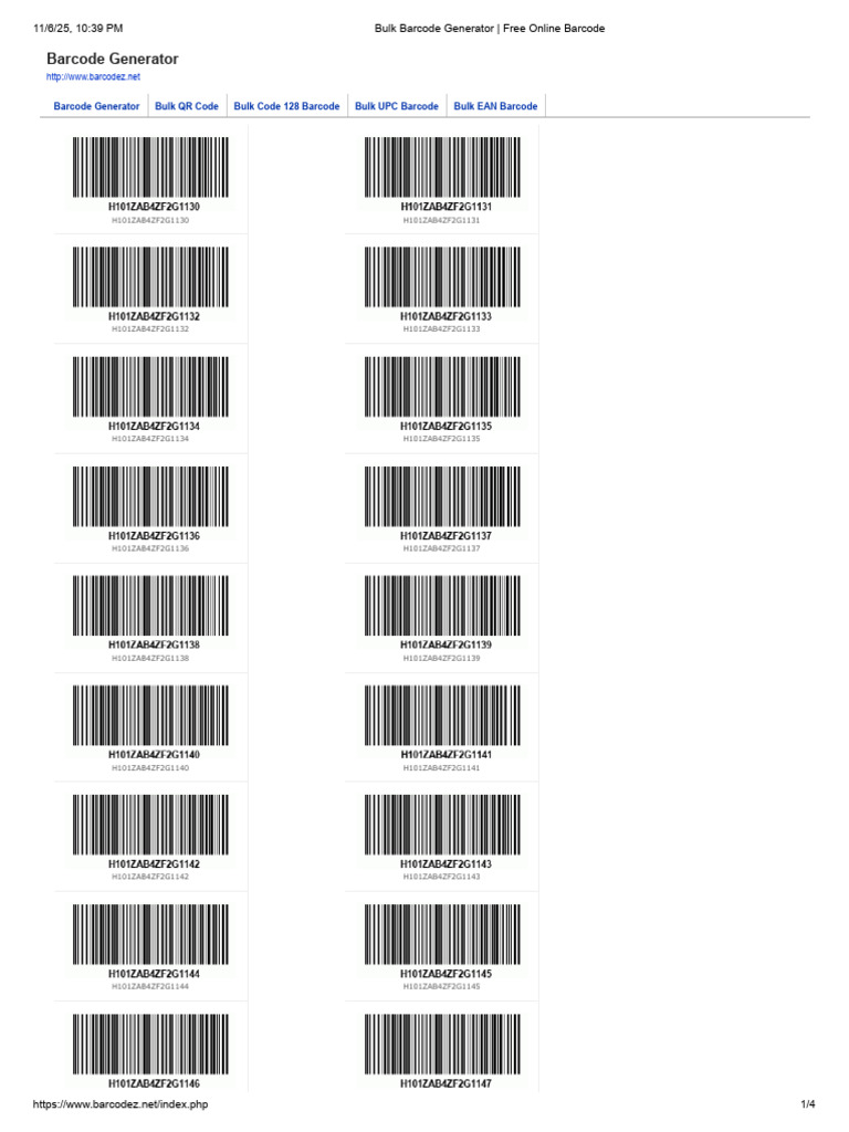 Bulk Barcode Generator - Free Online Barcode | PDF | Barcode ...