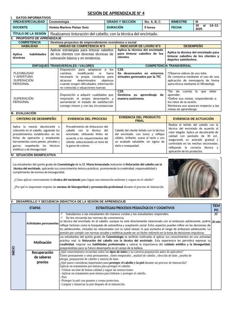 Tinturación de Cabello: Técnica Encintado | PDF | Aprendizaje | Pelo