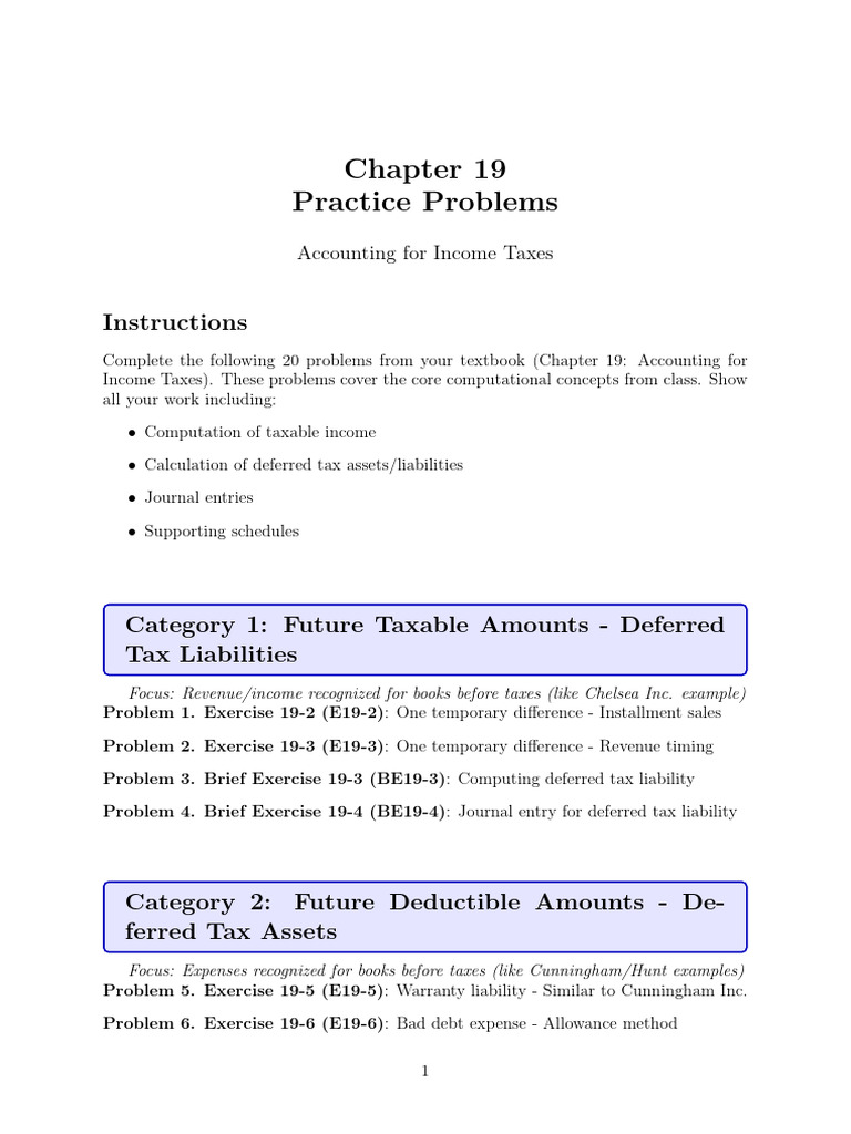Income Tax Accounting Practice Problems | PDF | Deferred Tax | Taxes