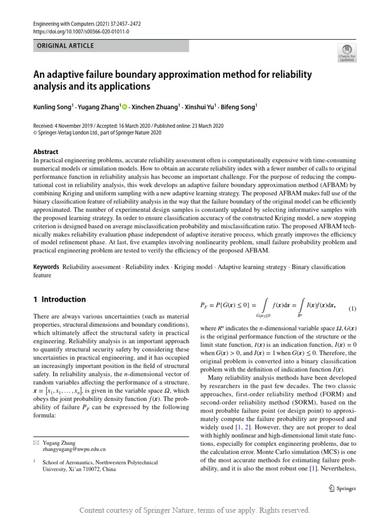 An Adaptive Failure Boundary Approximation Method | PDF | Reliability Engineering | Variance