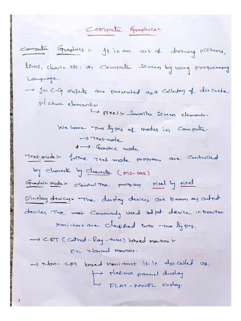 Computer Graphics Unit-1 (2) | PDF