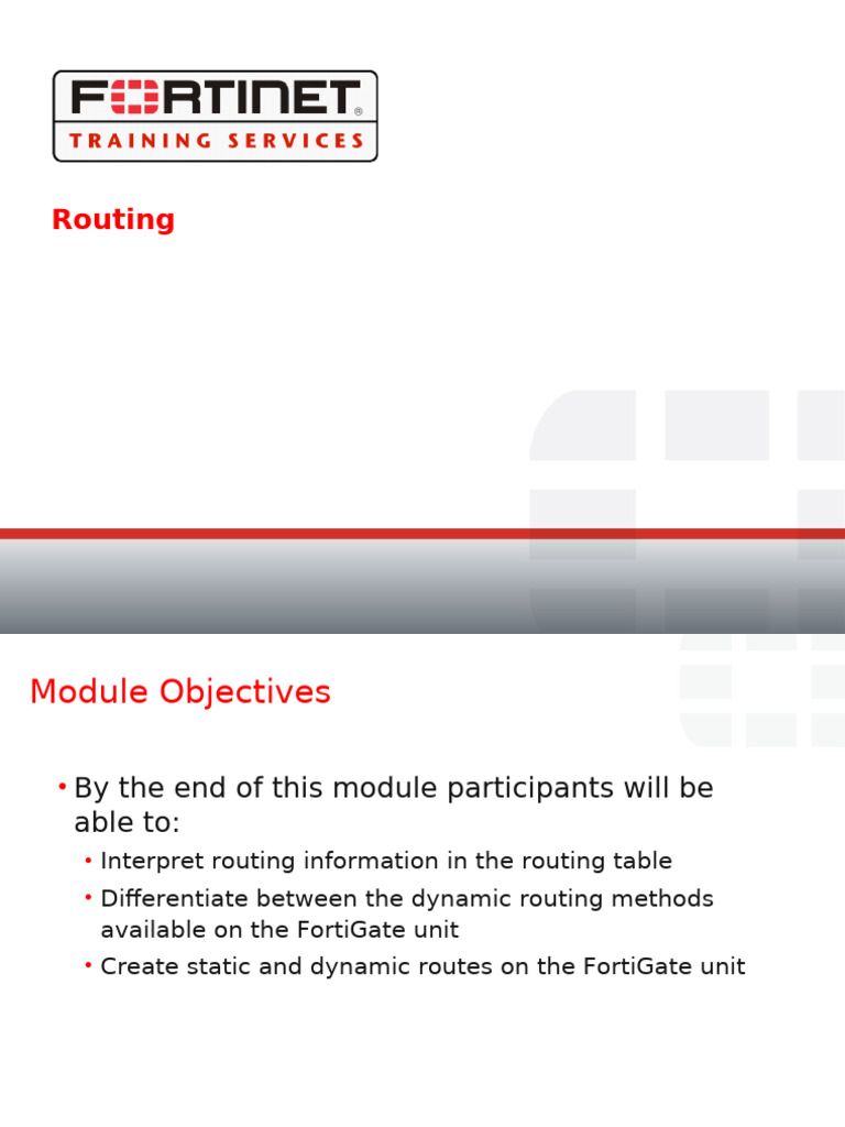 FortiGate Routing Basics and Methods | PDF | Routing | Wide Area Network
