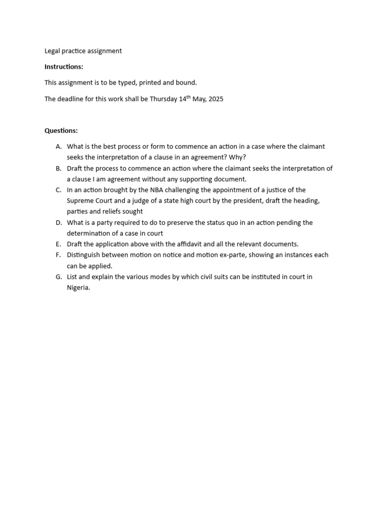 Legal Practice Assignment | PDF
