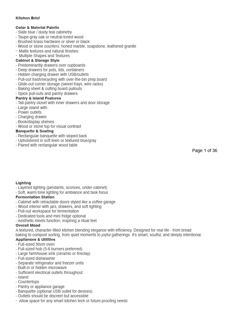 Kitchen Design Brief July 2025 | PDF | Cooking | Home